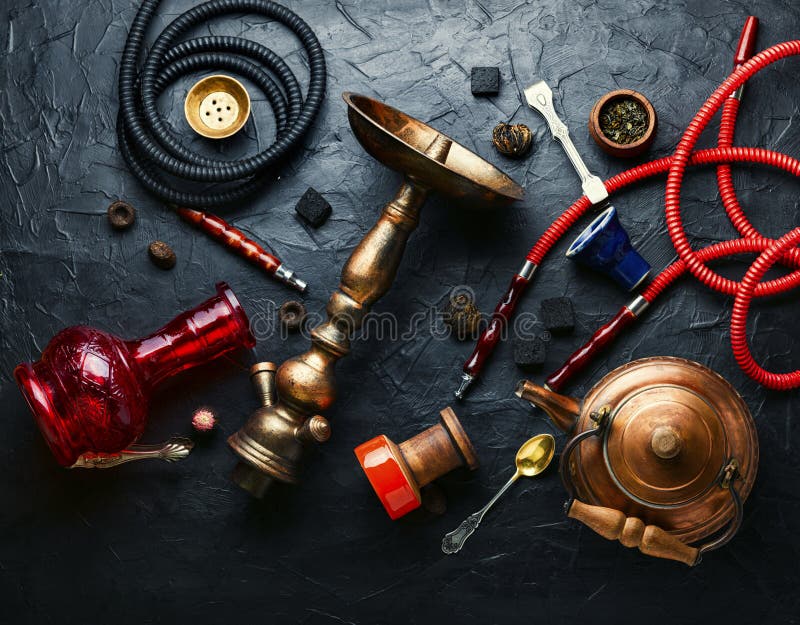 Smoking hookah with tea stock image. Image of arabic - 211428215