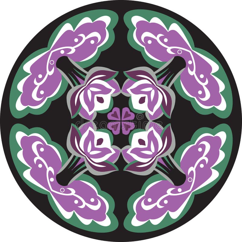 Oriental Traditional Lotus Flower Leaf Circle Pattern Stock Vector ...