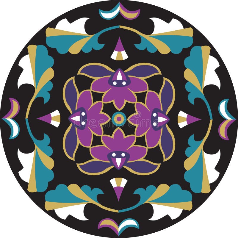 Oriental Traditional Lotus Flower Leaf Circle Pattern Stock Vector ...