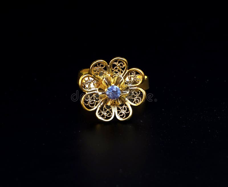 Oriental Turkish Gold Rings Handmade on a Black Background Stock Photo ...