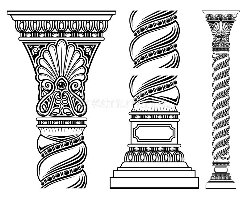 Oriental Twisted Antique Seamless Engraved Column Pattern Stock Vector ...