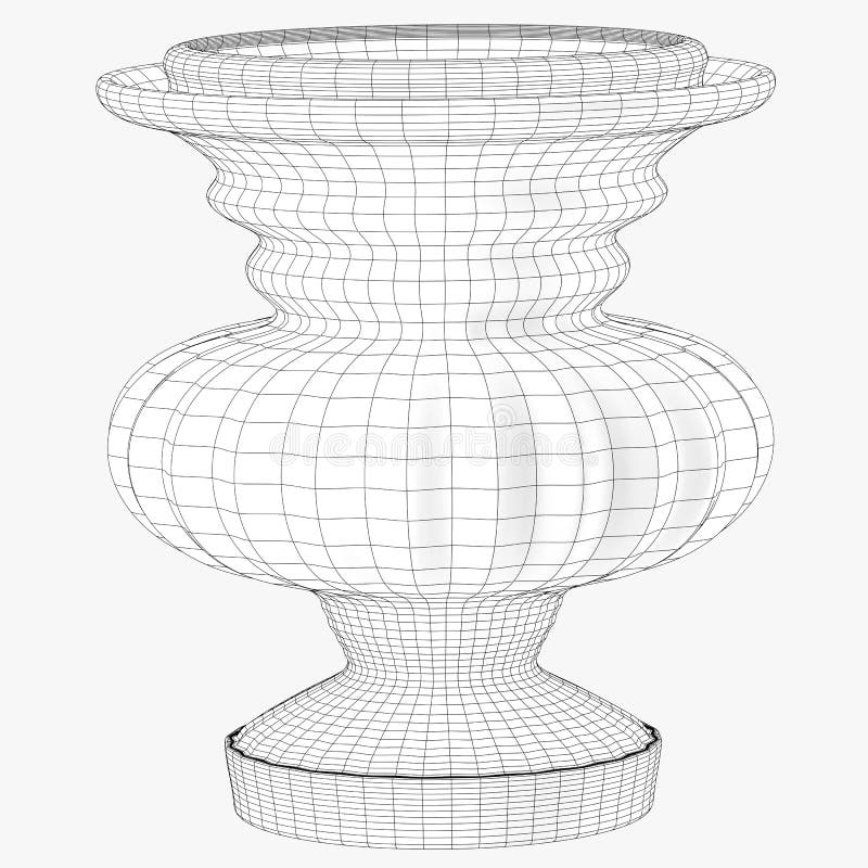 Oriental vase wireframe stock illustration. Illustration of exterior ...