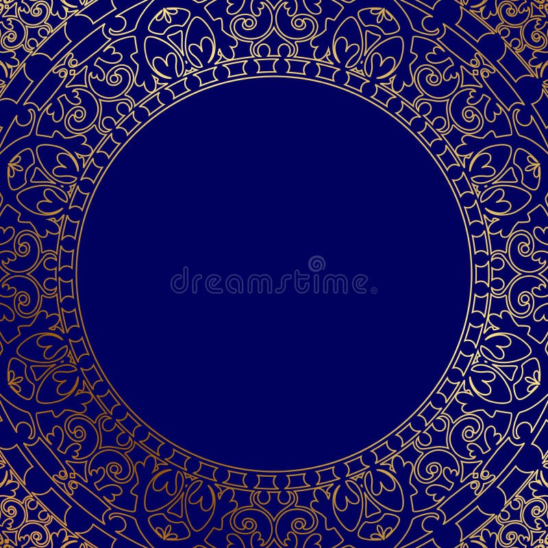 Orientalischer Blauer Rahmen Mit Goldverzierung Vektor Abbildung ...