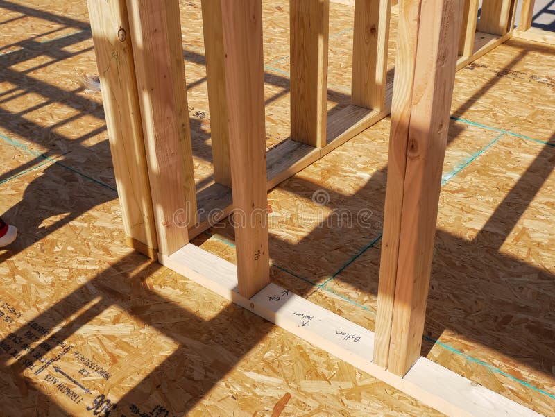 Oriented Strand Board OSB Sub Flooring and Interior Wall Framing of New ...