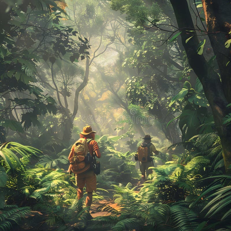 Orienteering Expedition through Lush Wilderness Explorers Navigating ...