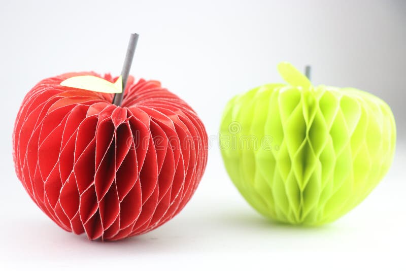 Origami Apple or Paper Apple of Red and Green Color with 3d Effect ...