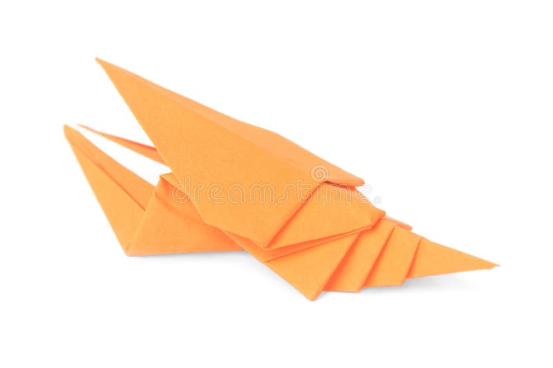 Origami Art. Handmade Orange Paper Crayfish on White Background Stock ...