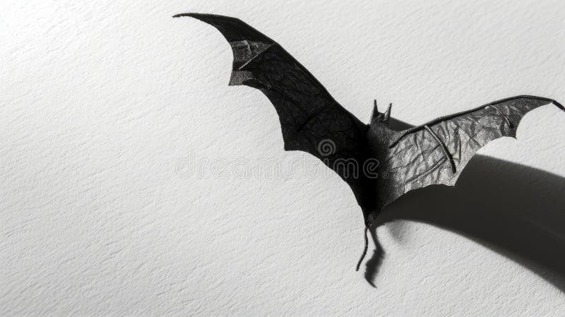 Origami Bat Casting Shadow on White Background. Ideal for Halloween and ...