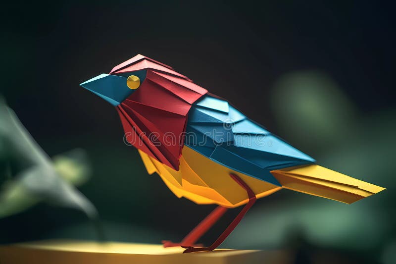 Origami Bird from Colored Paper. Stock Image - Image of decoration ...