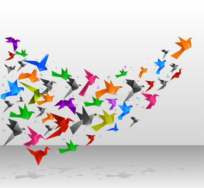 Origami birds flight stock illustration. Illustration of asian - 47003943