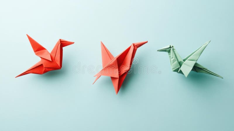 Origami Birds Fly in Formation Over the Sky with Craft and Artistic ...