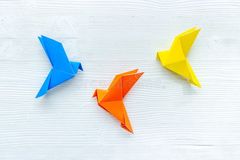 Origami Birds are Flying, Overhead Top View Stock Photo - Image of ...