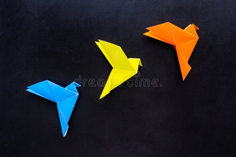 Origami Birds are Flying, Overhead Top View Stock Image - Image of ...