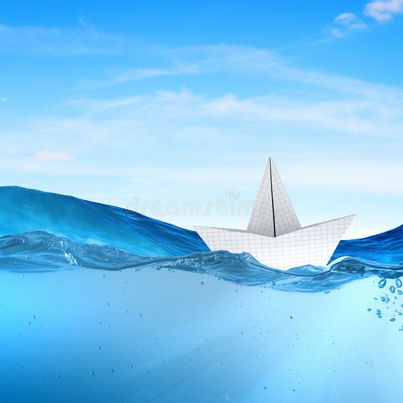 Origami paper boat stock photo. Image of isolated, ocean - 13258384