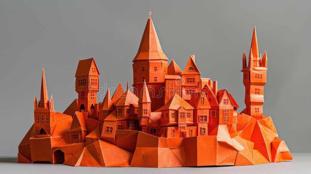 Origami Buildings and Structures Art Stock Illustration - Illustration ...