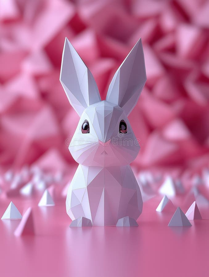 Origami Bunny on Pink Background for Easter Card with Space for Text ...