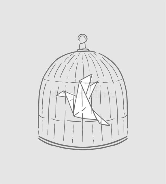 Origami in cage stock vector. Illustration of forbidden - 292579180