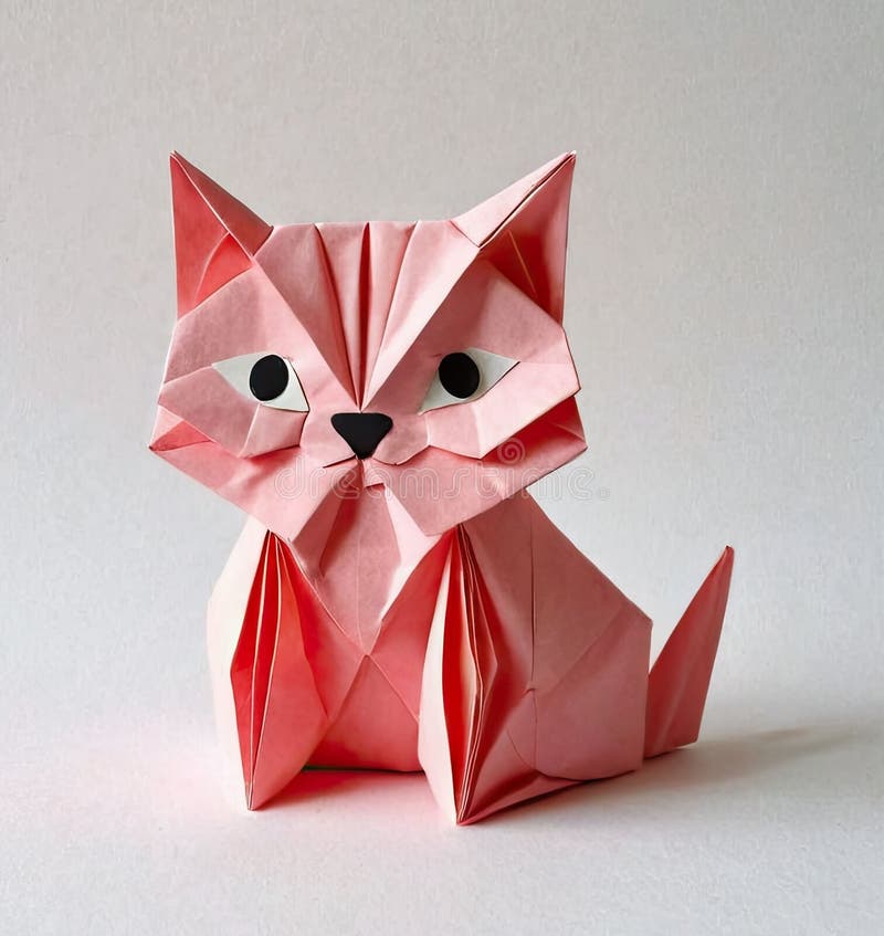 Origami Cat Made of Paper. Volumetric Figurine Stock Illustration ...