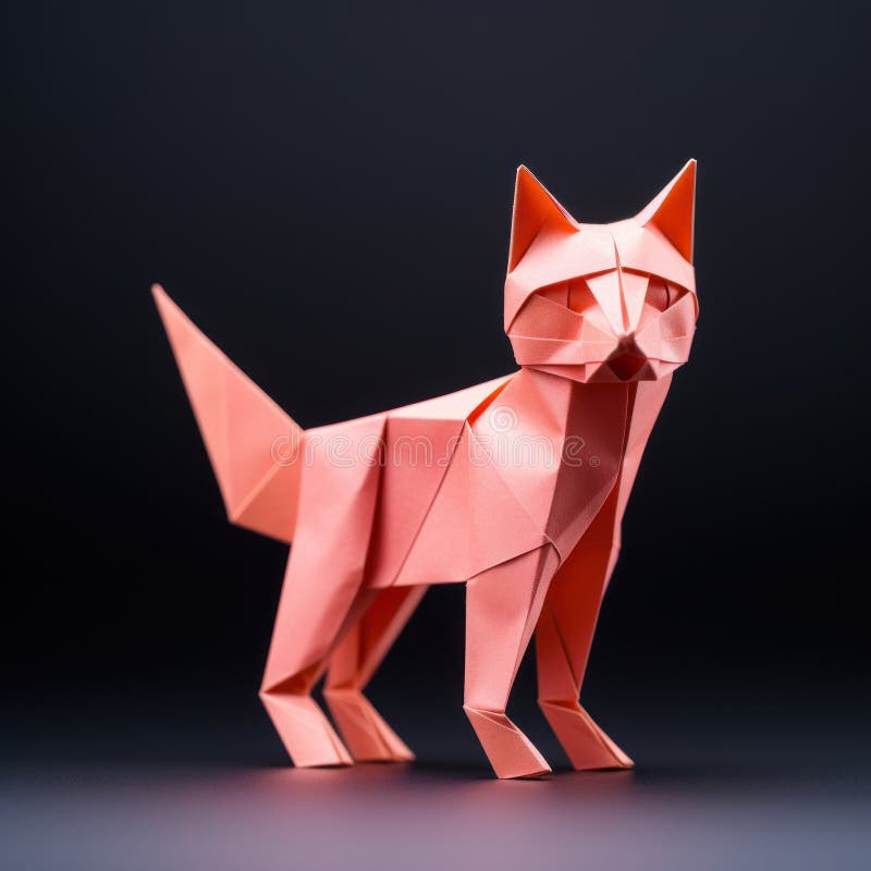 Origami Cat on Plain Background AI Generated Stock Illustration ...