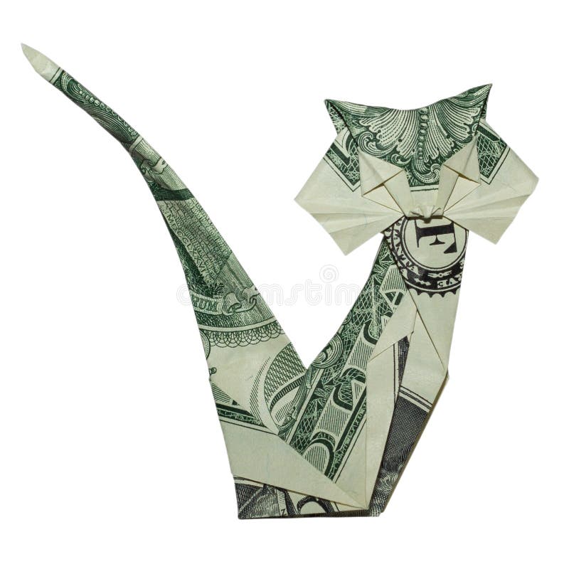 Origami CAT Real One Dollar Bill Jowly D'argent Photo stock - Image du ...