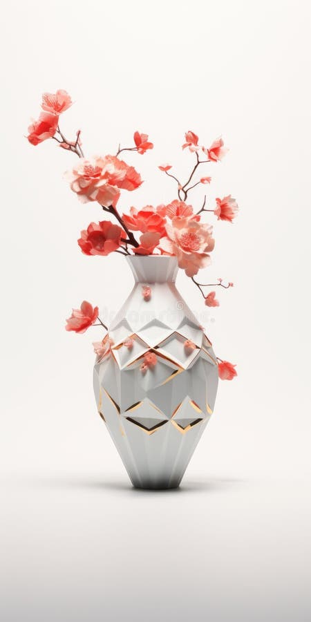 Origami Ceramic Vase with Floral Pattern - Hyper-realistic Origami Art ...
