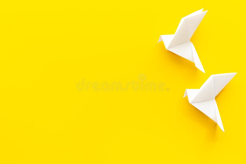 Origami Concept. Paper Birds Top View, Copy Space Stock Image - Image ...