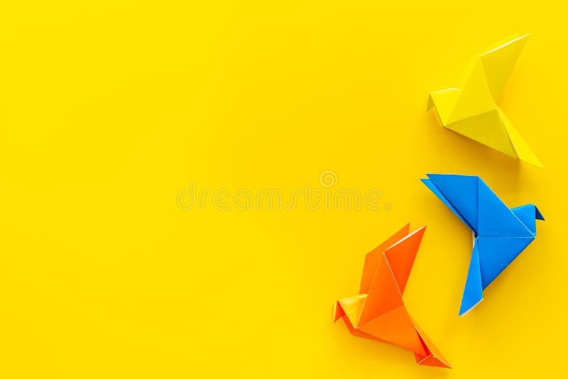 Origami Concept. Paper Birds Top View, Copy Space Stock Photo - Image ...