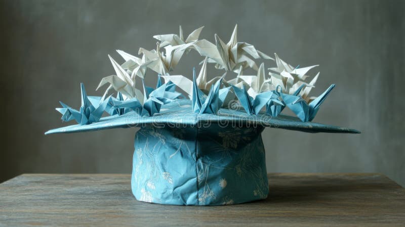 Origami Cranes Adorn Graduation Cap Stock Illustration - Illustration ...