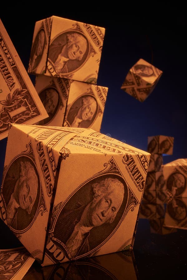 Origami Cubes Made from US Dollars Stock Photo - Image of cash, banking ...