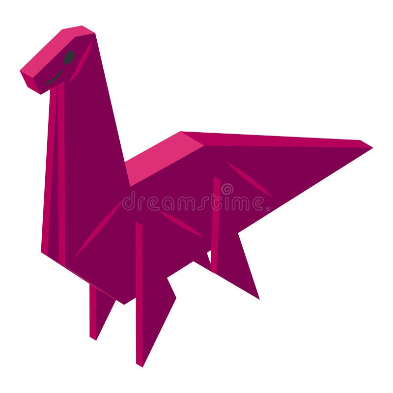 Origami Dinosaur Icon Isometric Vector. Paper Logo Stock Vector ...