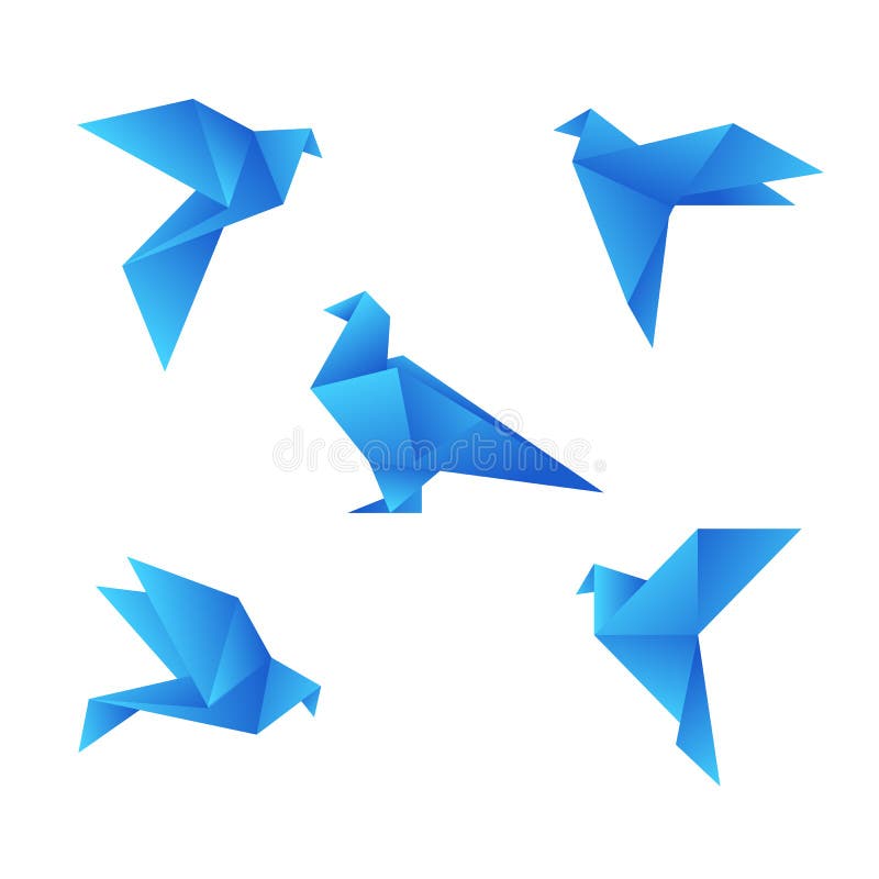 Origami dove blue stock vector. Illustration of pattern - 203011796