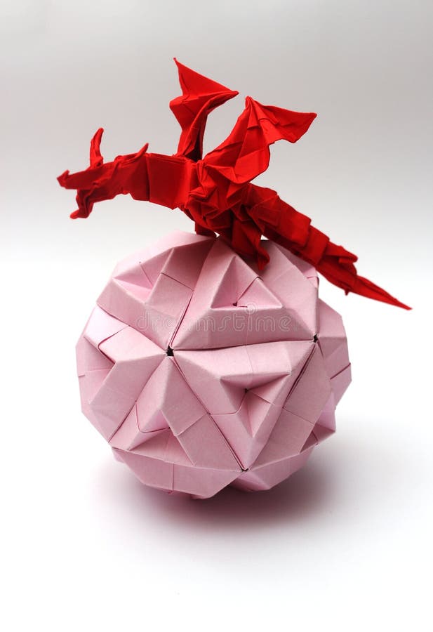 Origami Dragon on Paper Ball Stock Image - Image of bright, concept ...