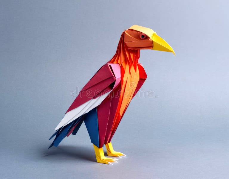 Origami Eagle Made of Colored Paper. Three-dimensional Figurine Stock ...