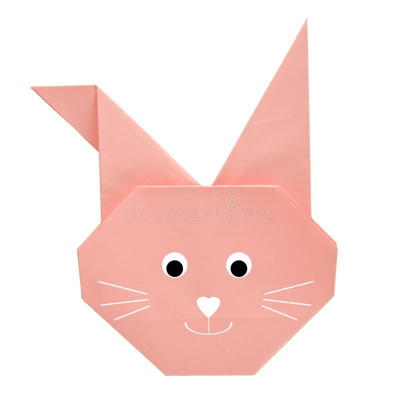 Origami Easter Bunny, Rabbit - Pink, Isolated Over White Stock Photo ...