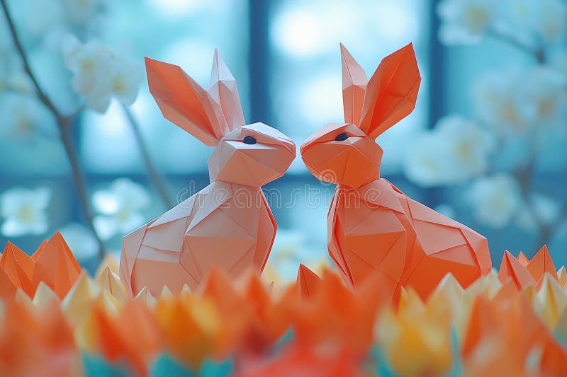 Origami Easter Decorations Creative Festive Holiday Theme Stock Photos ...