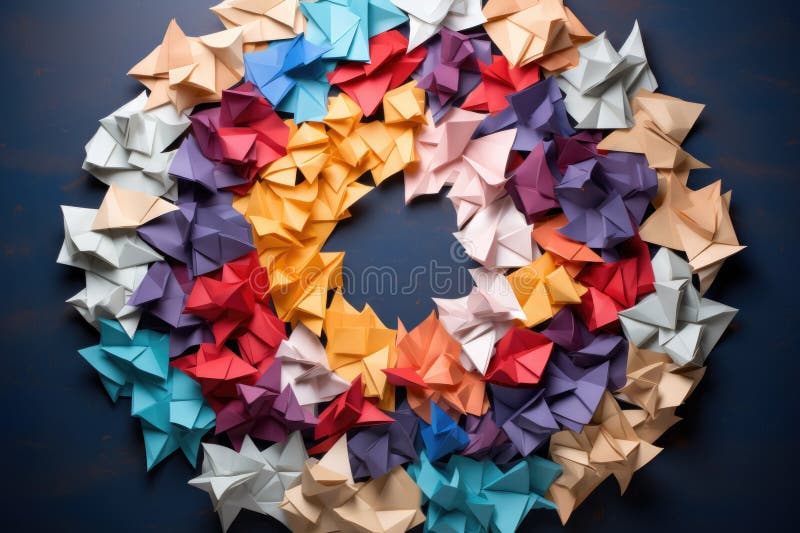 Origami Figures Made from Colorful Paper Arranged in a Circular Pattern ...