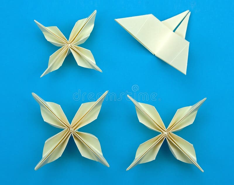 Blue origami flower stock image. Image of blue, paper - 14295751