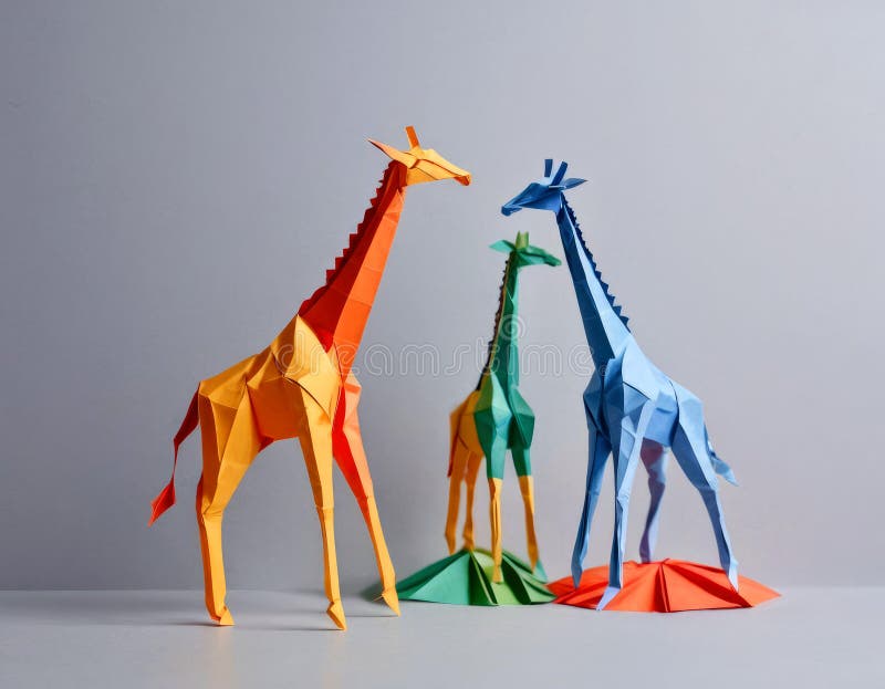 Origami Giraffe Made of Colored Paper. Three-dimensional Figurine Stock ...