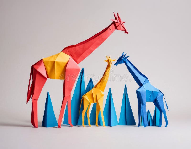 Origami Giraffe Made of Colored Paper. Three-dimensional Figurine Stock ...
