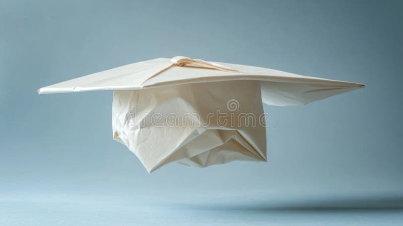 Origami Graduation Cap Floating in Air Stock Illustration ...