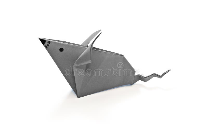 Origami Mouse on the White Background Stock Image - Image of gray ...