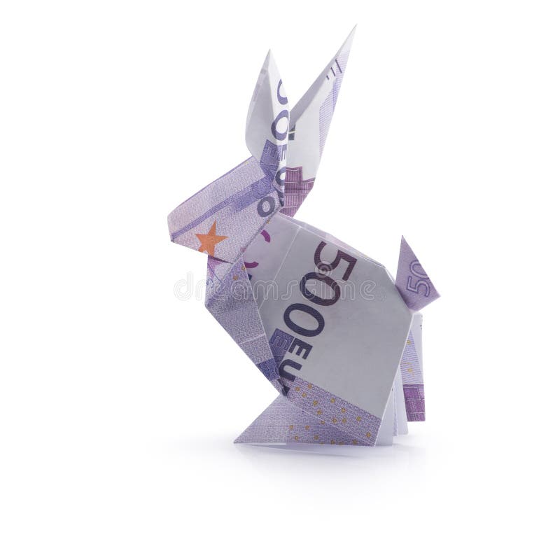 Money RABBIT Origami Easter Bunny Folded Hare Stock Photo - Image of ...