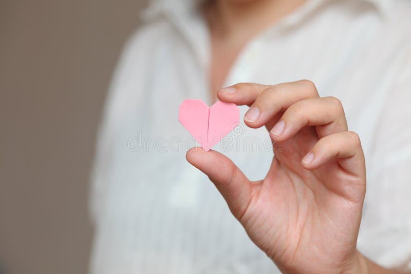 Origami Heart in Human Hand. Stock Image - Image of tranquil, origami ...