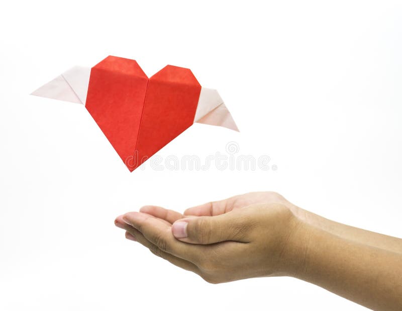 Origami Heart Shape Hand Bottom Isolated Stock Photos - Free & Royalty ...