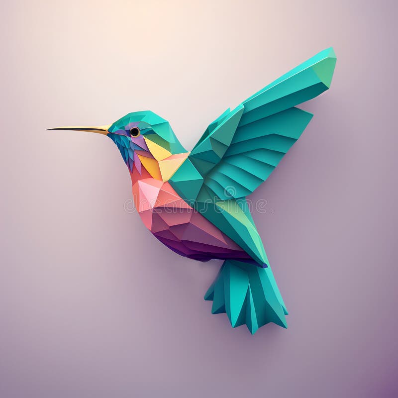 Origami Hummingbird in Low Poly Style. Vector Illustration Stock ...