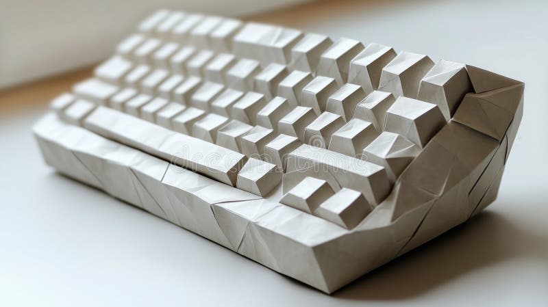 Origami Keyboard Resting on White Surface Representing Typing and ...