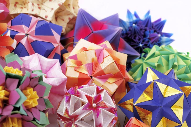 Origami Kusudama Paper-made Balls in Composition Stock Image - Image of ...