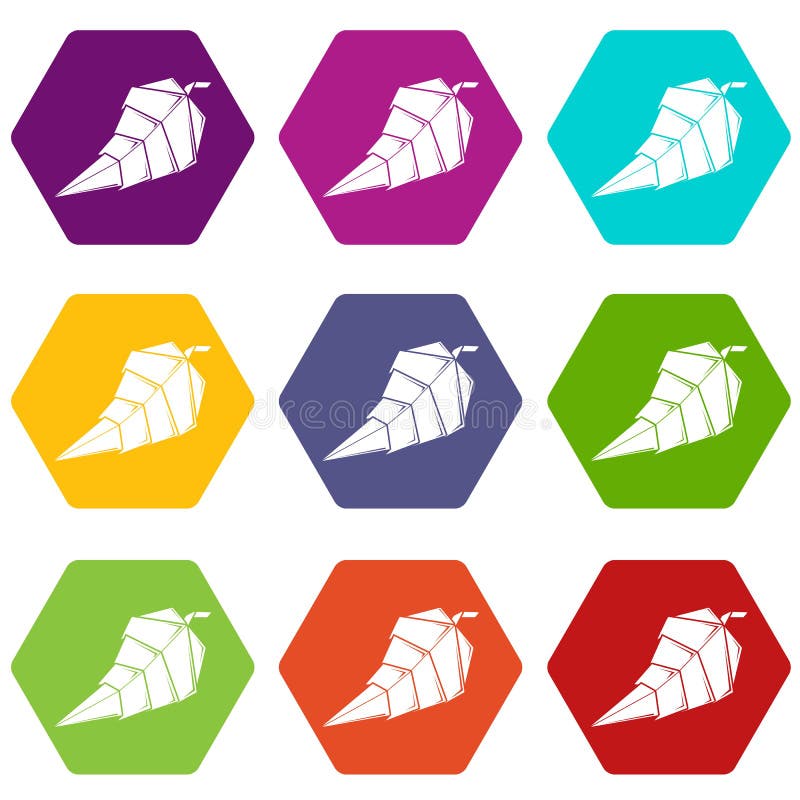 Origami Leaf Icons Set 9 Vector Stock Vector - Illustration of ecology ...