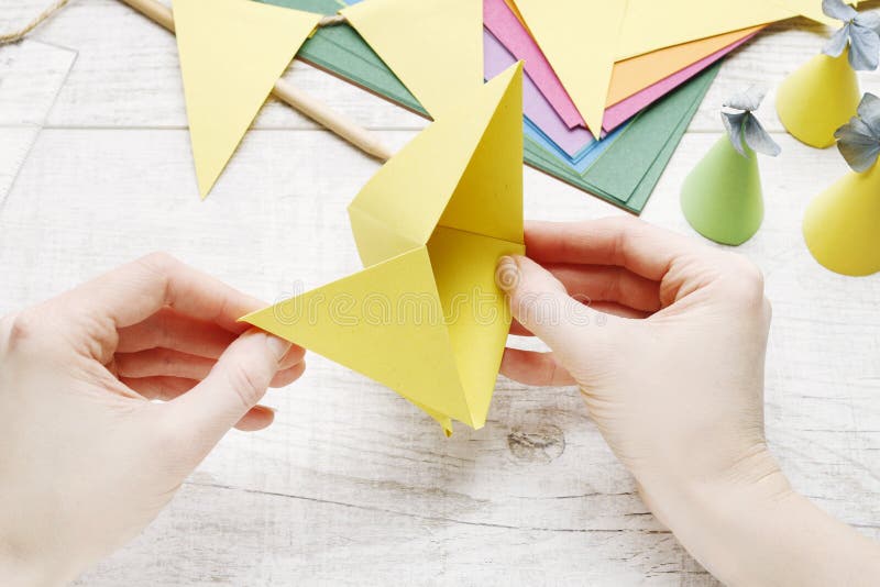 Origami making tutorial stock photo. Image of person - 172282256