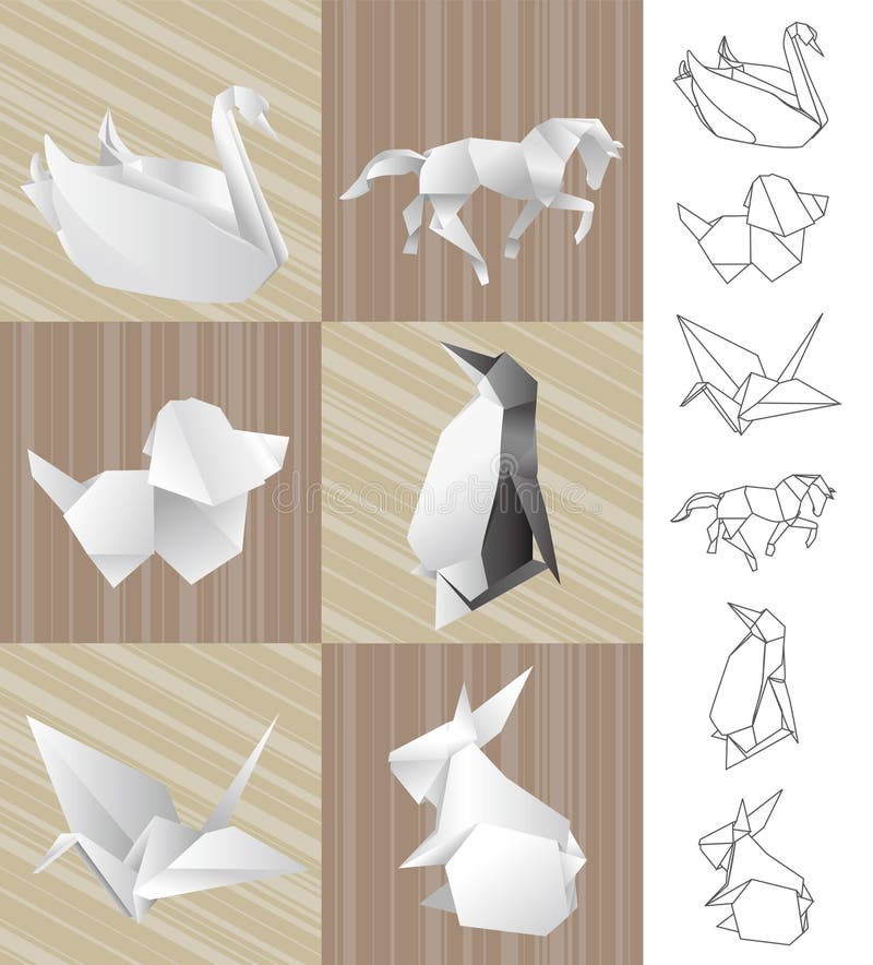 Origami paper animals stock vector. Illustration of traditional - 35242114